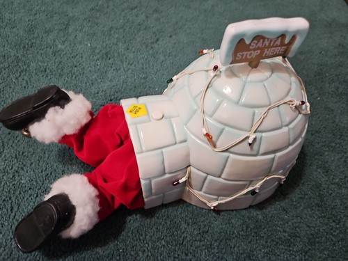 Vintage Santa In Igloo Light-Up Christmas Decor Talking Santa Gemmy ...