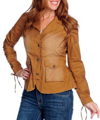 NEW - Indigo Thread Co.™ Woven Twill Ruffled Back Lace-up Detail Frayed ...