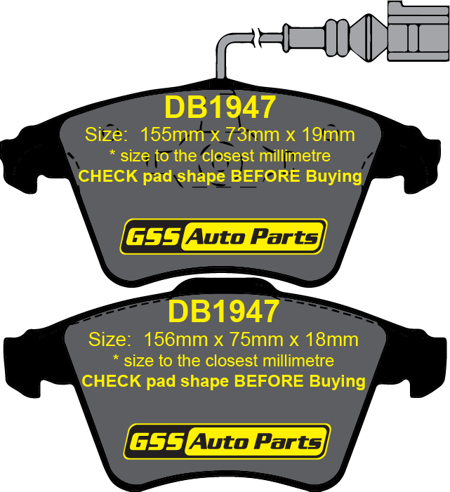 DBA Front Street Performance Brake Pads DB1947SP DB1947 CHECK pad shape ...
