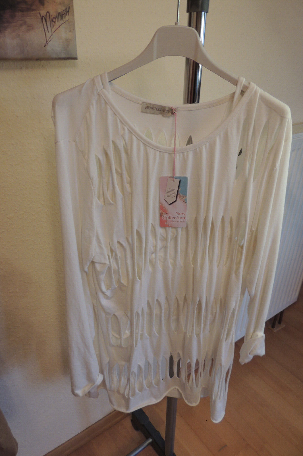 Neu Langarm Netz cut out Shirt Lochi Hängerchen Untertop Made Italy Gr ...