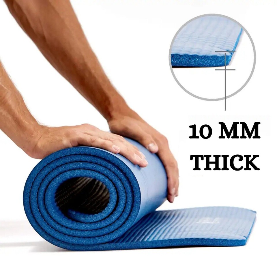 YOGA MAT - GYM FITNESS EXERCISE Mat - NON SLIP PILATES PHYSIO MATS-10mm ...