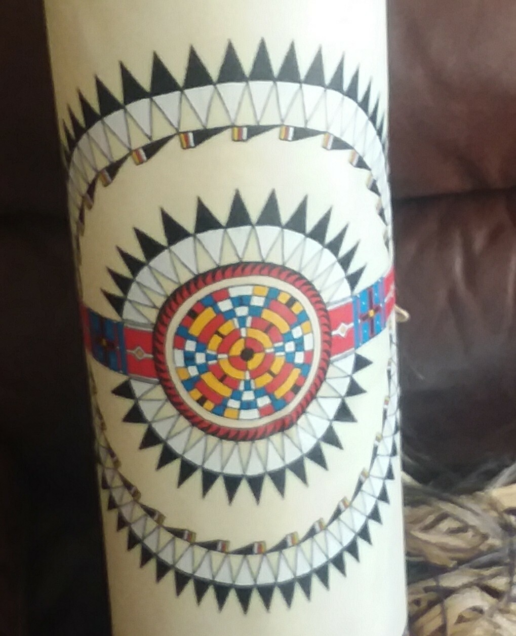 22” Tall Native American Inspired Plains Indian Painted Rawhide ...