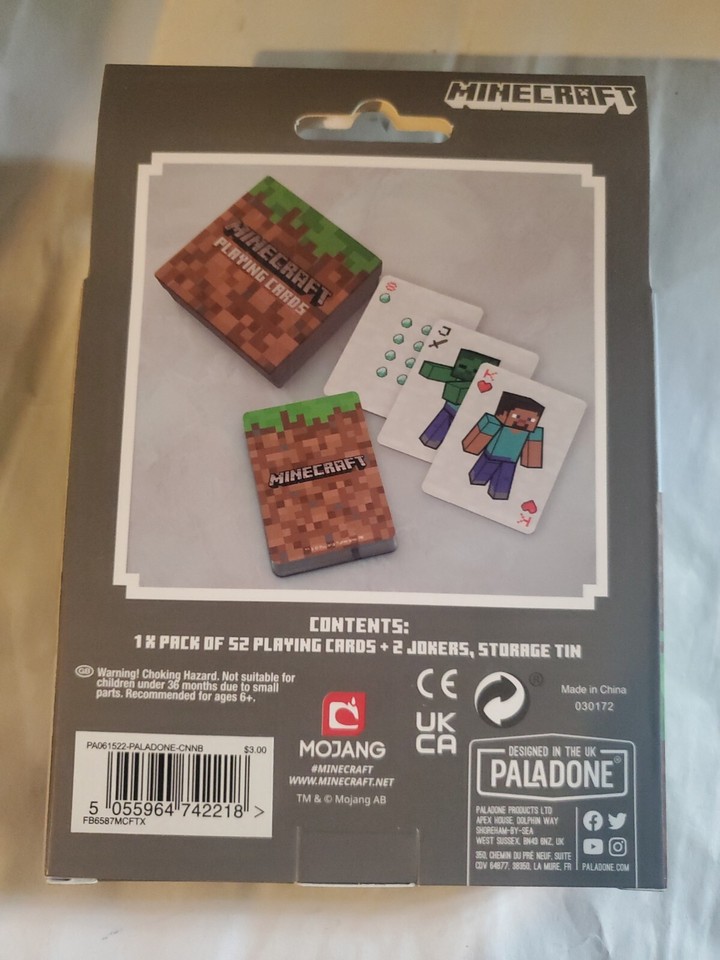 New Minecraft Playing Cards Standard Card Deck in Collector Storage Tin ...