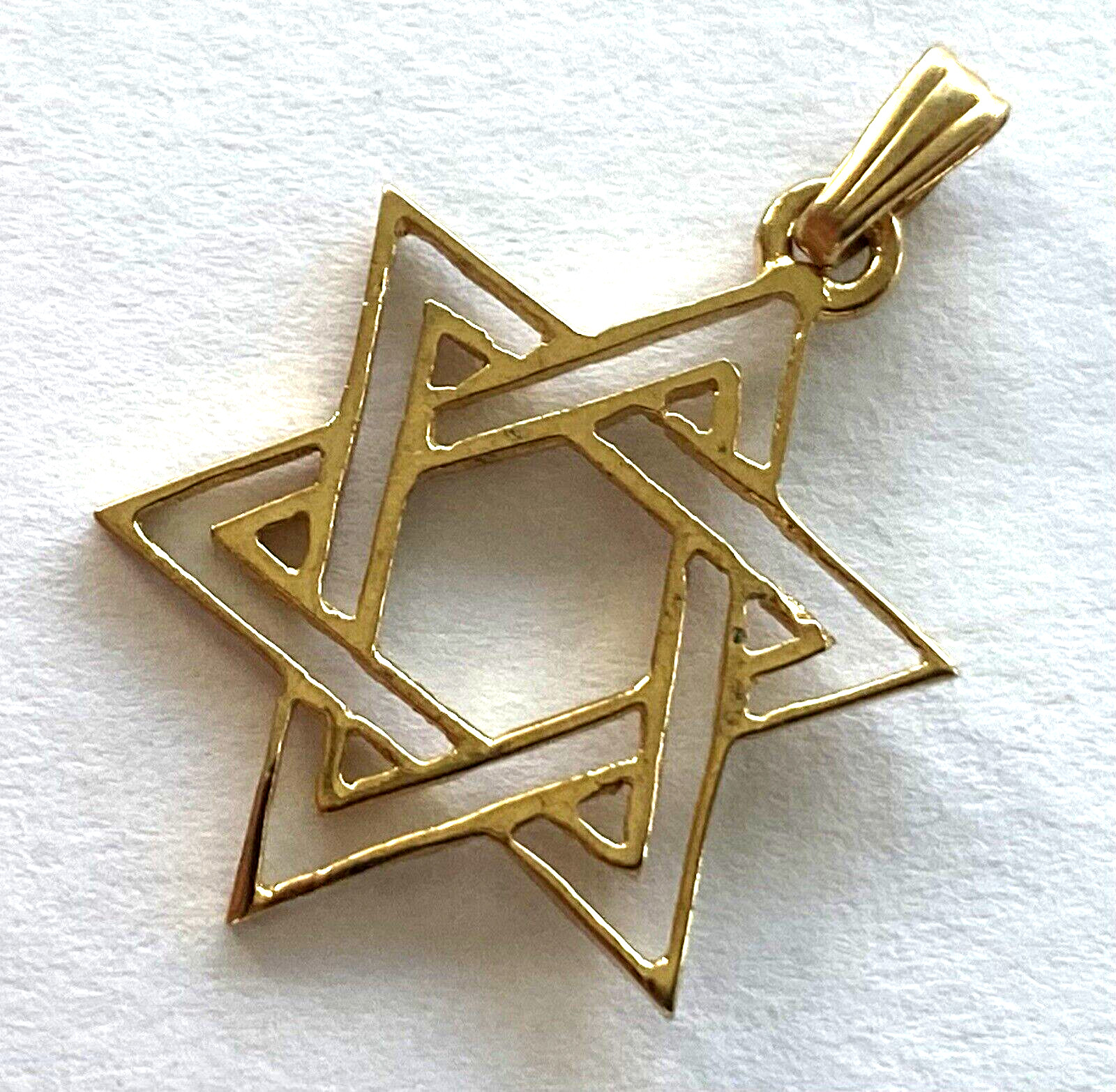 14K Solid Yellow Gold Star Of David Jewish Charm Pend… - Gem