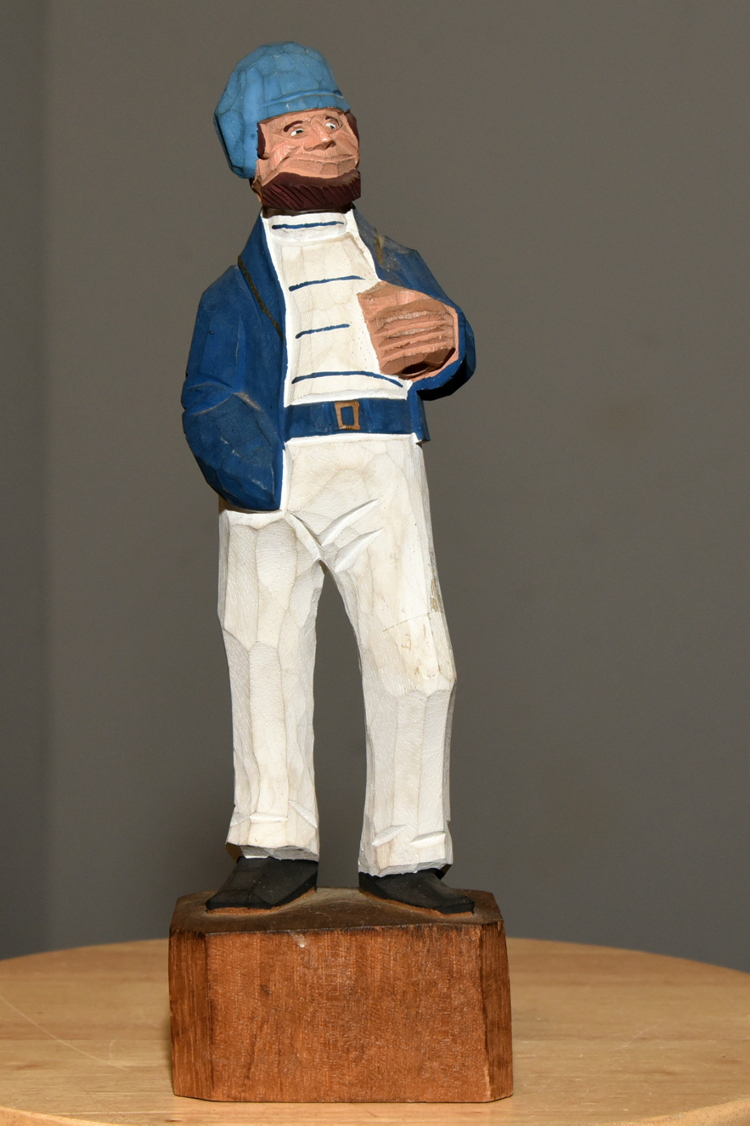 Antique Hand Carved "Old Fisherman" Statue Sculpture Unsigned | eBay