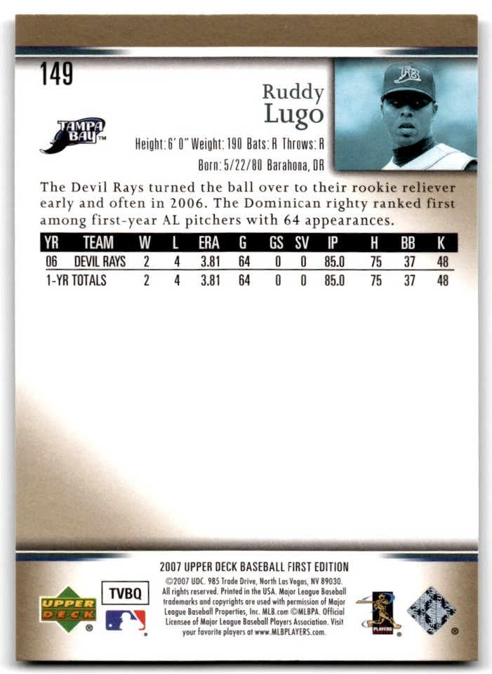 2007 Upper Deck First Edition Ruddy Lugo Baseball Cards #149 | eBay