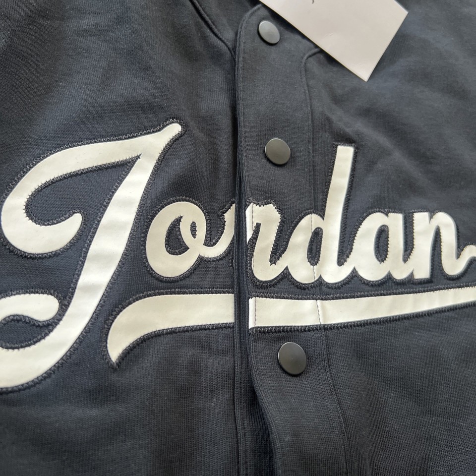 NWT Nike Air Jordan Men’s Baseball Jersey Shirt Black FN4663-010 Sz L ...