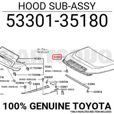 5330160551 Genuine Toyota HOOD SUB-ASSY 53301-60551 for sale online | eBay