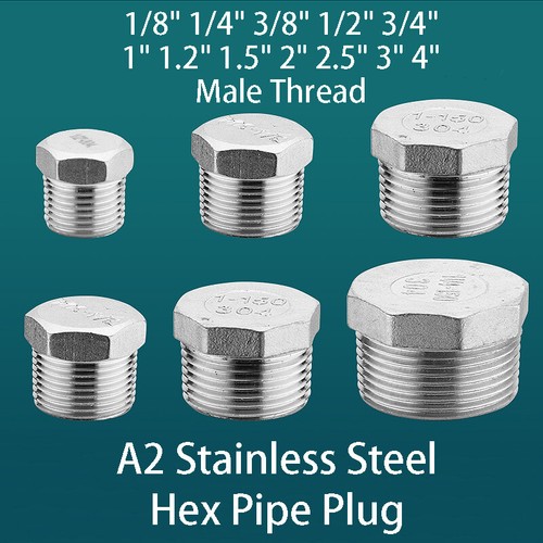 1/4 3/8 1/2"~2" Male Thread Pipe Plug Cap Stainless Steel Stop End Lock ...