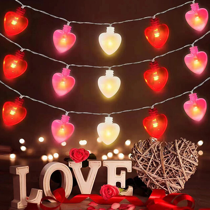 10/20 Leds LED Love String Lights Pin And White Valentine Day Wedding ...