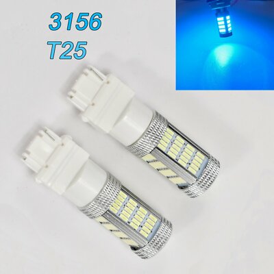 Ice Blue Front Turn Signal Light T25 3156 3456 92 SMD LED Bulb Lamp A1 ...