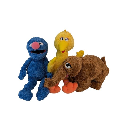 Vtg Gund Sesame Street Big Bird Grover Snuffleupagus Plush Lot 75350 ...