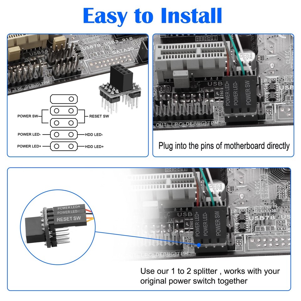 Desktop Computer Power Switch Power Supply Cable, External PC Power ...