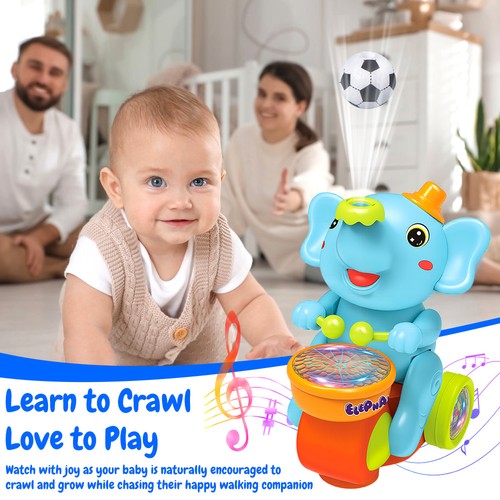 Elephant Musical Crawling Toy with Lights Sounds Blowing Ball Baby ...