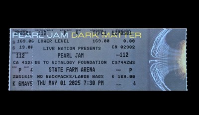 Pearl Jam Concert Ticket Stub May 1, 2025 ATLANTA STATE FARM ARENA Dark ...