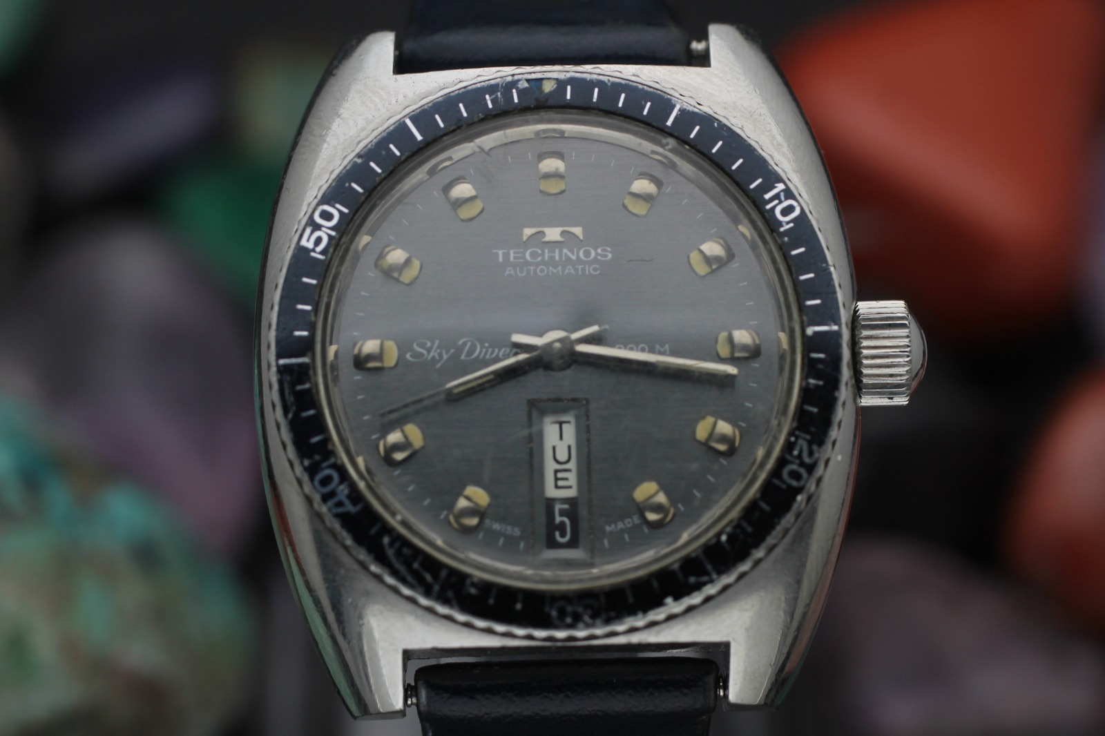 Vintage TECHNOS Sky Diver Automatic Stainless Steel 20 ATM Men's Diver ...