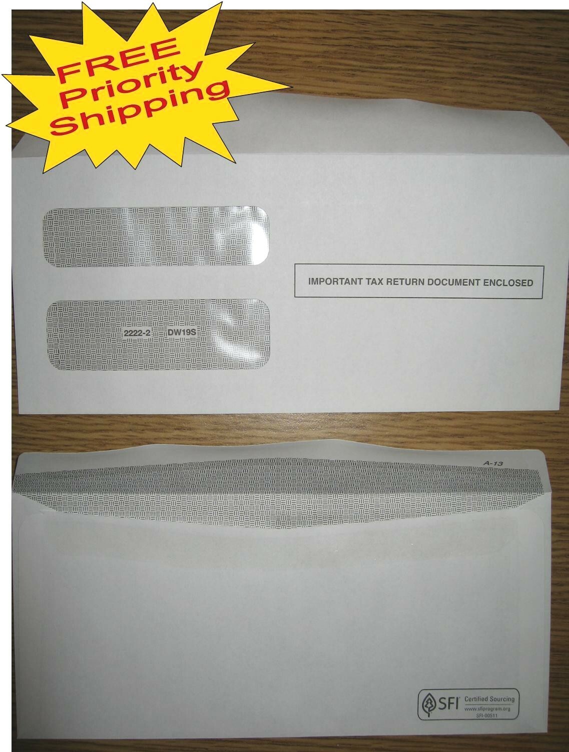 100pk 1098/1099 ENVELOPES for 3UP tax forms SELFSEAL 8-3/8"x3-7/8 ...