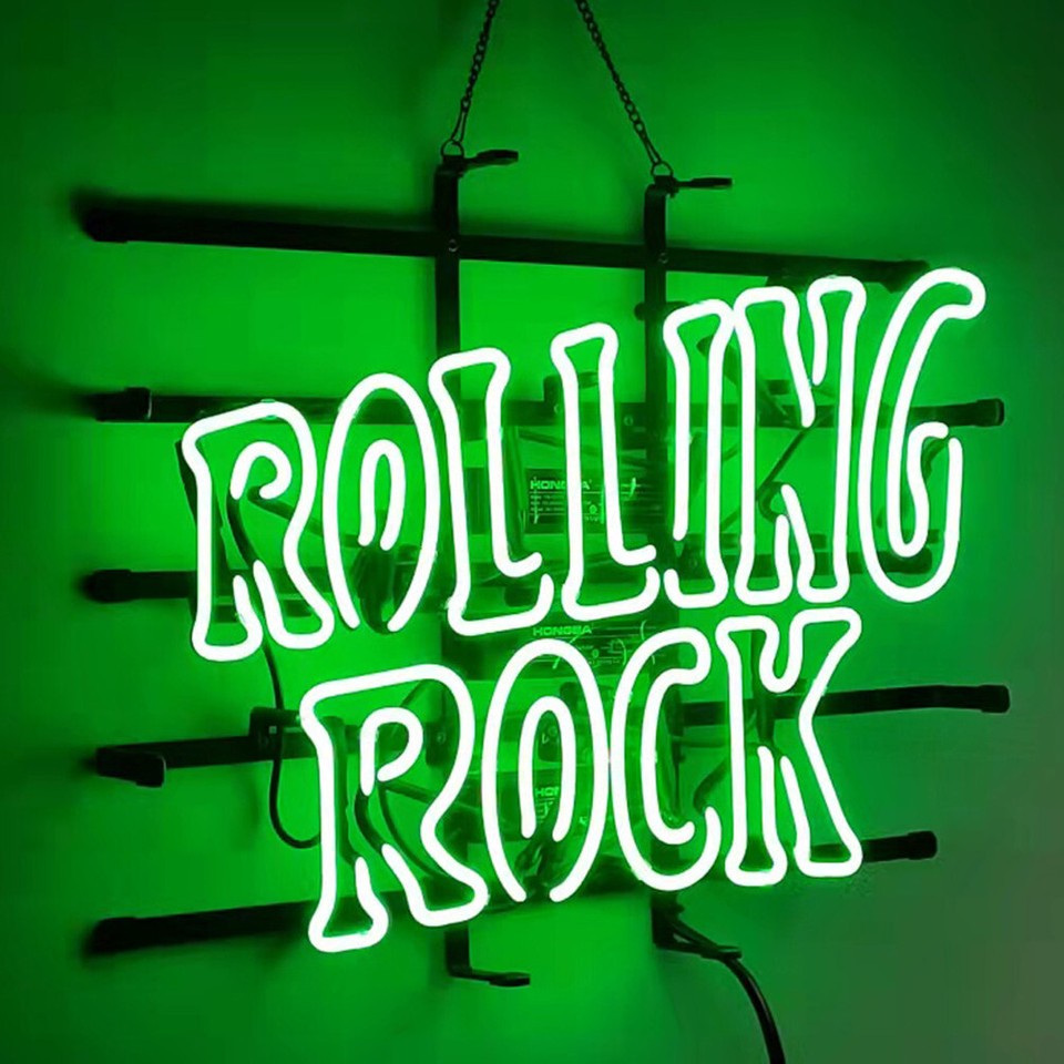 Rolling Rock Neon Sign Real Glass Music Bar Pub Wall Decor Artwork Gift ...