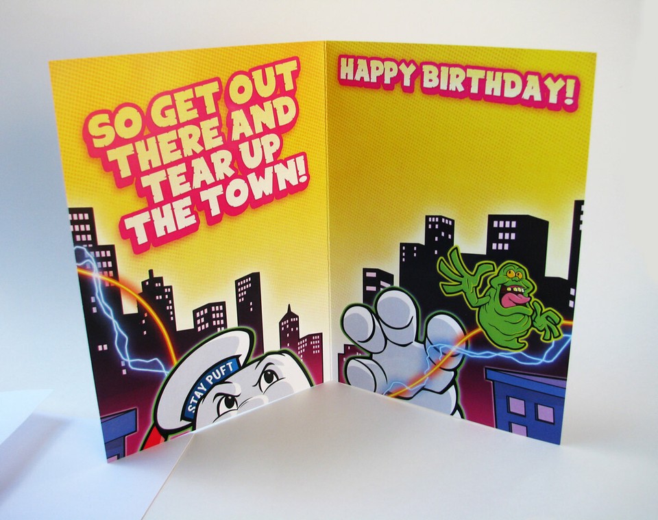 Ghostbusters Birthday Card Slimer Stay Puft Marshmallow Man Funny ...