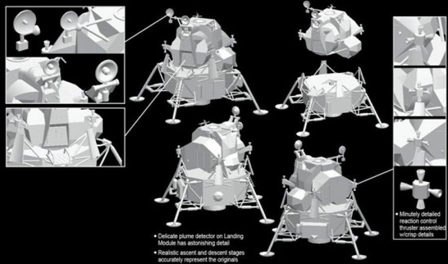 Dragon Space 11008 1/48 Apollo 11 Lunar Module Eagle Landing NASA Model ...