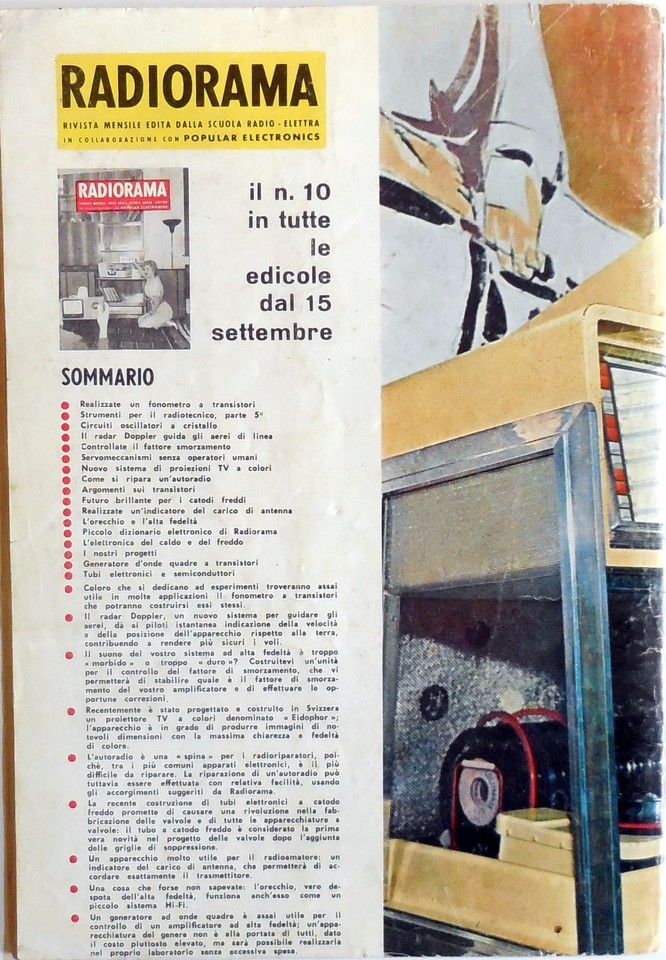 RIVISTA RADIORAMA N.9 1959 SCUOLA RADIO ELETTRA POPULAR ELECTRONICS ...