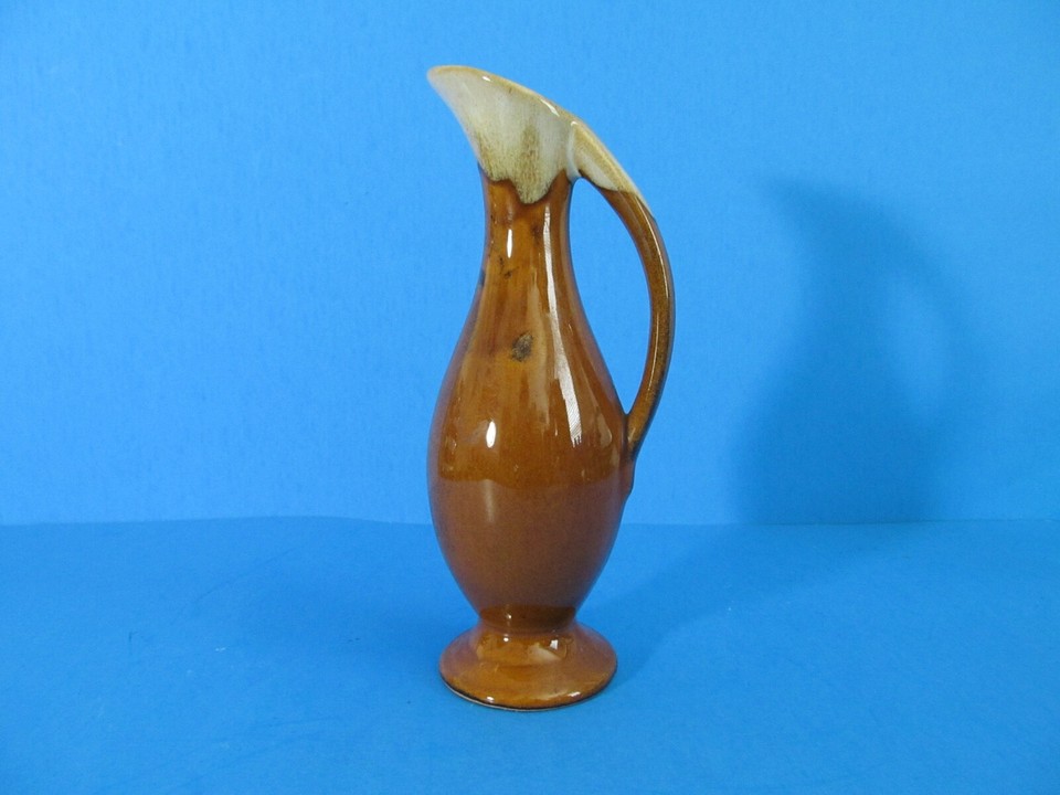 ANNA VAN BRIGGLE ART POTTERY PITCHER HONEY BROWN DRIP GLAZE DECOR 8 ...