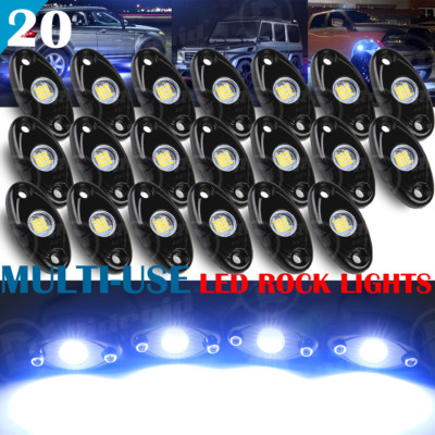 20x Blue LED Rock Lights Underbody Trail Rig Glow Lamp Offroad ATV ...