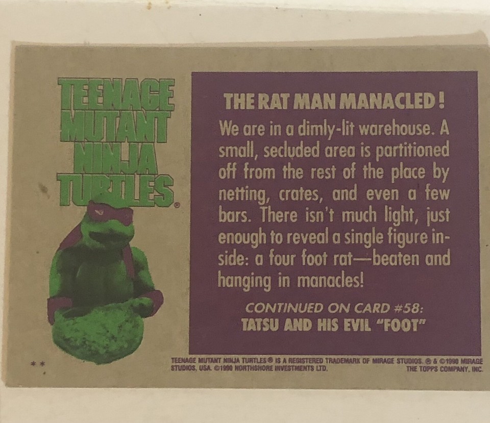 Teenage Mutant Ninja Turtles 1990 Trading Card #57 Rat Man Menacled | eBay