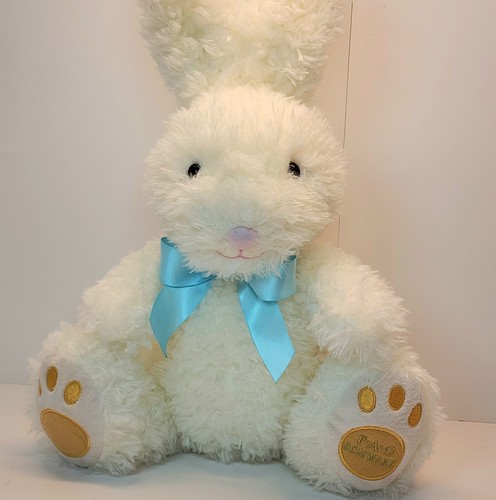 Easter Classic White Bunny Rabbit Blue Ribbon Stitched Jelly Bean Toes ...