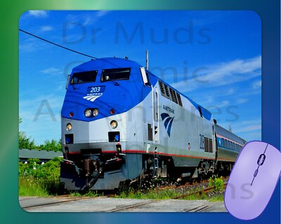 Railroad Amtrak Train Engine rolling down tracks mouse pad | eBay