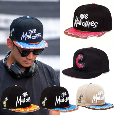 Munchies Embroidery Hip Hop Snapback Cap Men Women Rapper Flat Brim ...