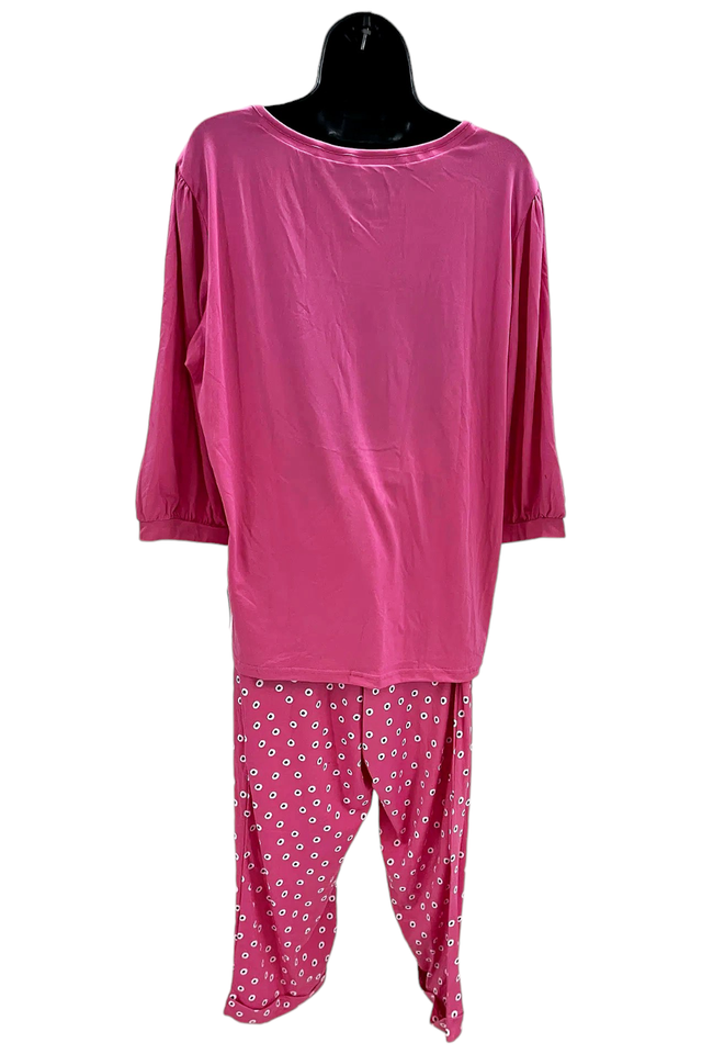 MUK LUKS 2-Piece Cloud Knit 3/4-Sleeve and Pant Pajama Set Pink | eBay