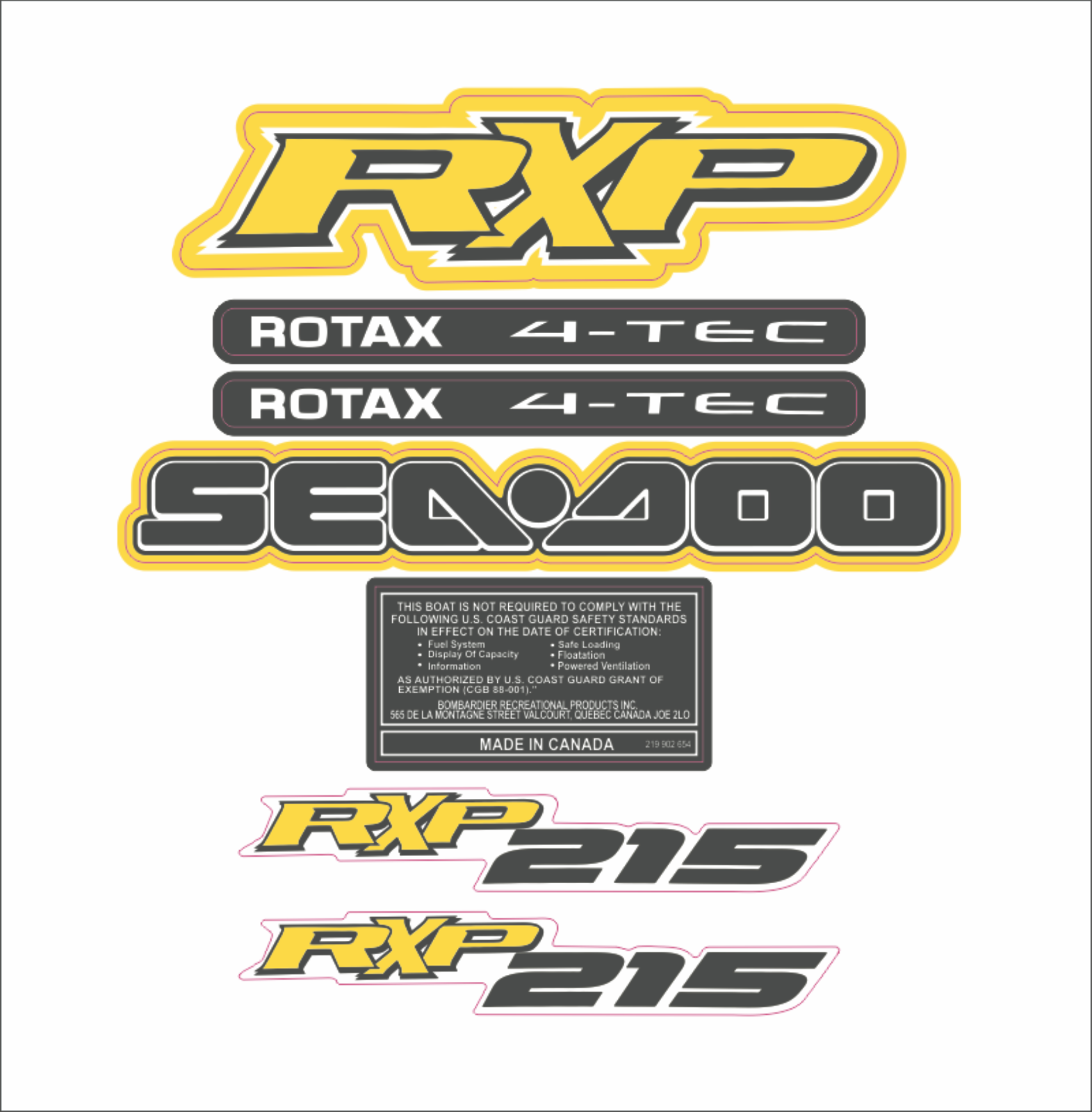SEADOO RXP 2009 Graphics / Decal / Sticker Kit YELLOW | eBay