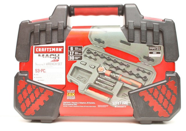 CRAFTSMAN 53-PC INCH/METRIC MACH SERIES SOCKET WRENCH TOOL SET Never ...