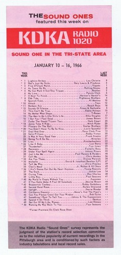 VINTAGE KDKA 1020 Pittsburgh January 10 1966 Music Survey Rolling ...