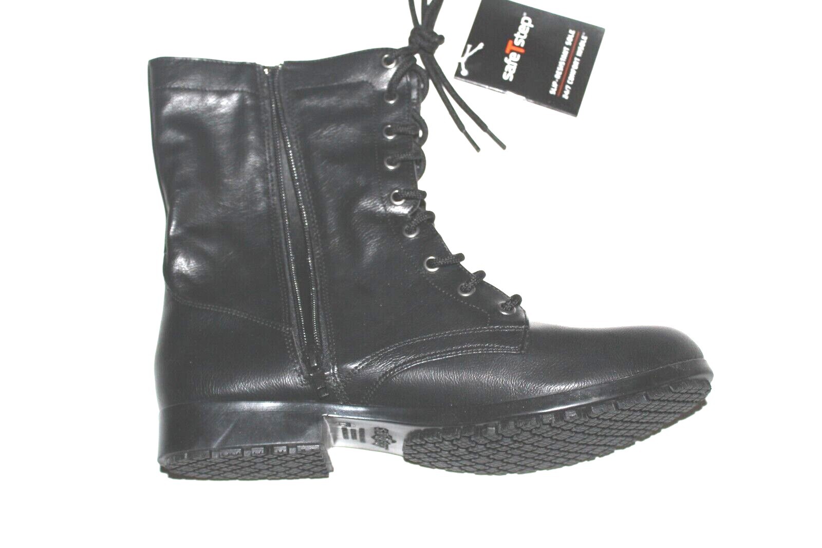 SafeTstep Safe T Step Women's Brooke Black Lace-Up Side Zip Combat ...