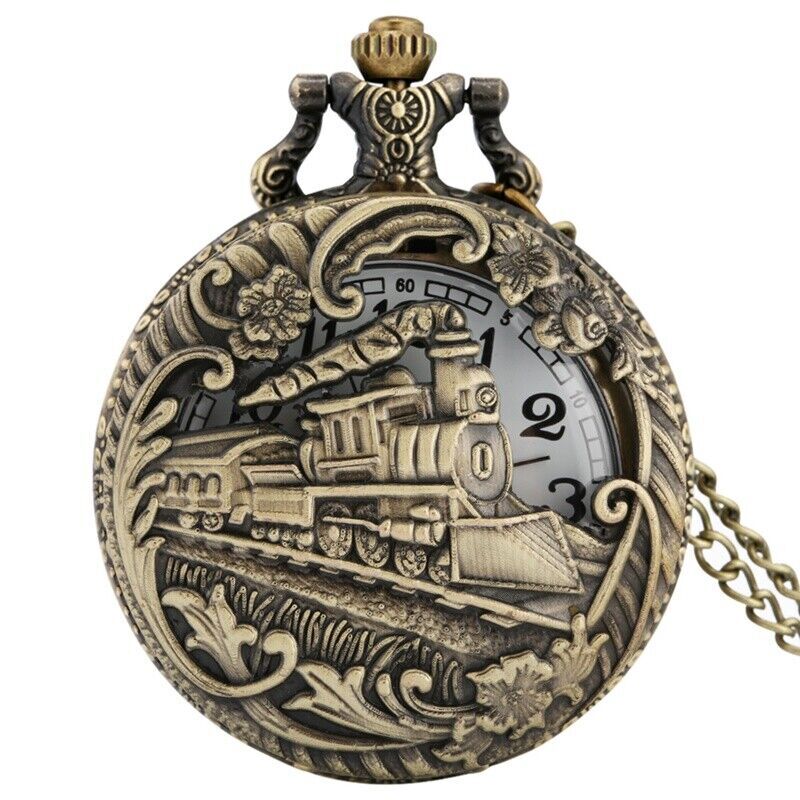 Steampunk Unique Train Design Quartz Pocket Watch Necklace Gifts for ...