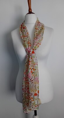 Quintessential Floral 100% Silk Scarf Delicate 12x75 Inch Gift Unisex ...