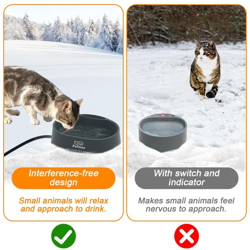 Heated Water Bowl for Dog Cat Outdoor Pet with Anti Chew Cord Large ...