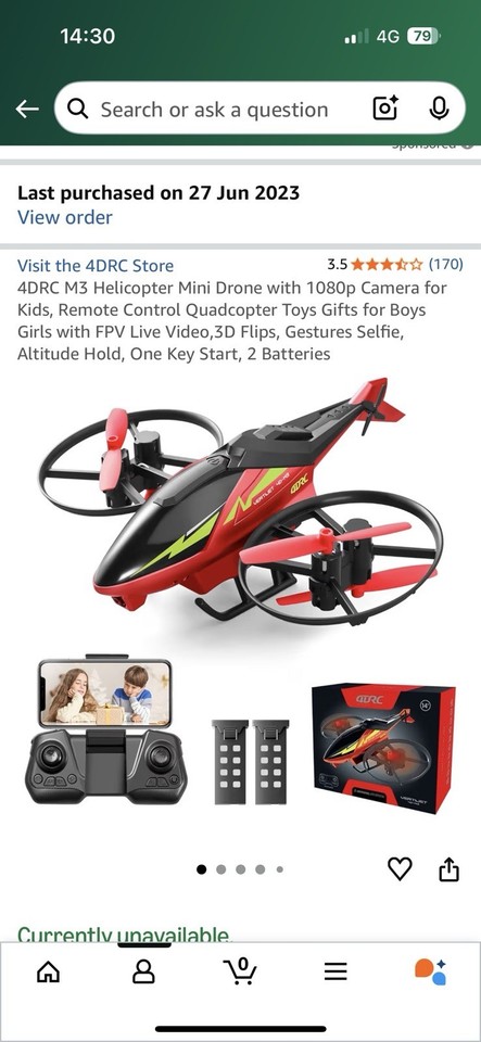 Drone- 4DRC M3 Helicopter Mini Drone With 720p HD Camera, Remote ...