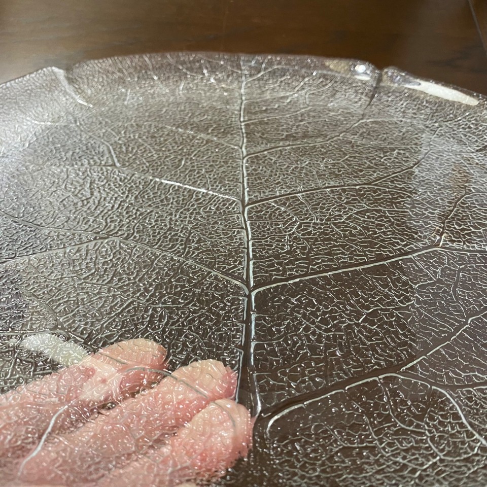 Vintage Arcoroc ASPEN 13" Glass Leaf Platter, Serving Dish, Torte Plate ...