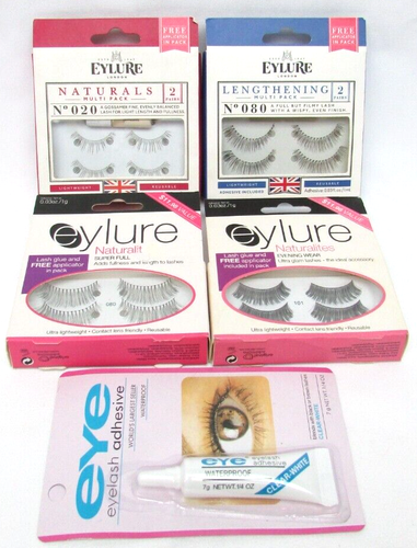 4 Pack Eylure Naturalites Reusable Eyelashes + Adhesive Glue 020 080 ...
