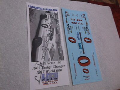 E.J. Trivette #0 1967 World 600 Dodge Charger 1/24th scale decals ...