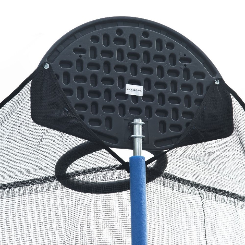 14FT 2 Side Color Cover Trampoline w/Basketball Hoop & Safety Enclosure ...