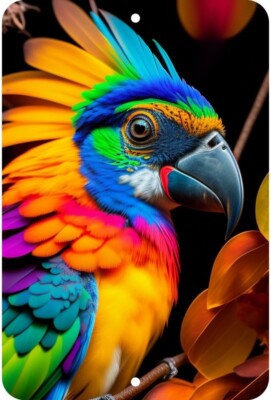 Colorful Parrot Abstract Decorative Aluminum Tin Sign Plaque Man Cave ...