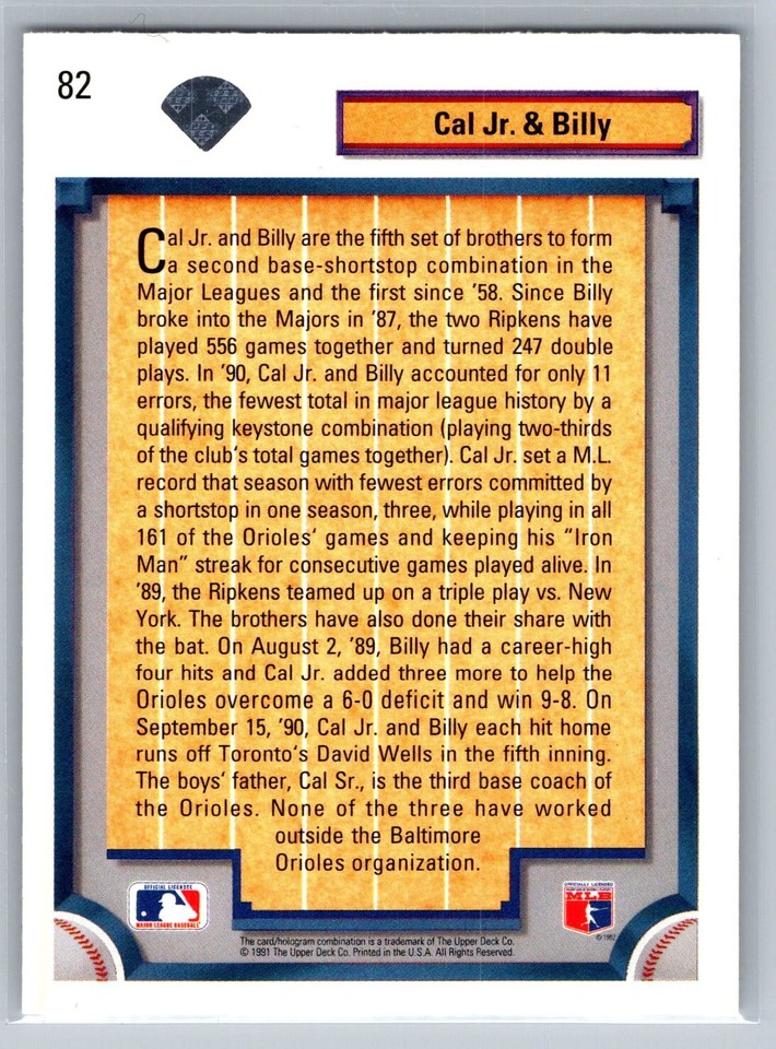 1992 Upper Deck #82 Cal Ripken Jr Baltimore Orioles | eBay
