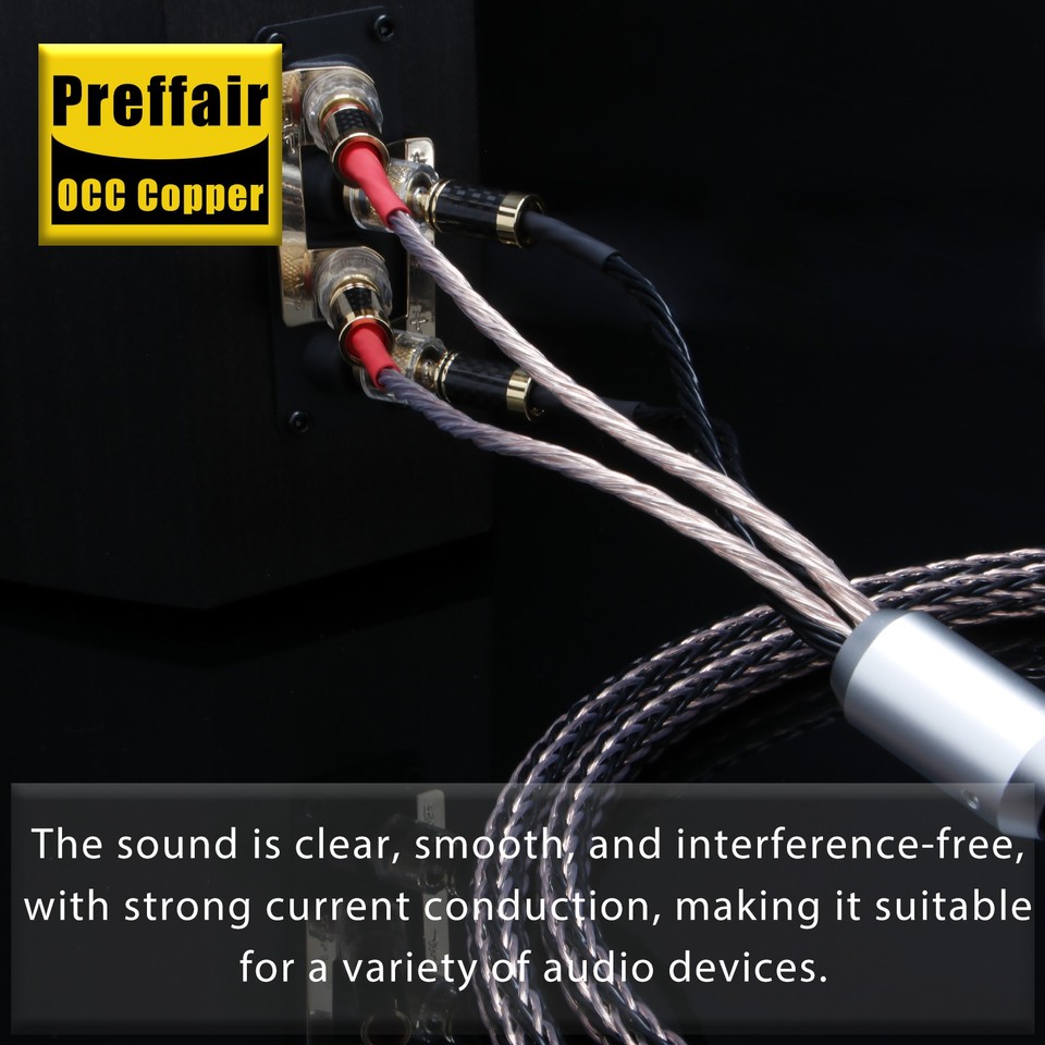 Pair Bi-wire HiFi Speaker Cable 24 Strand 7N OCC Copper Audio ...