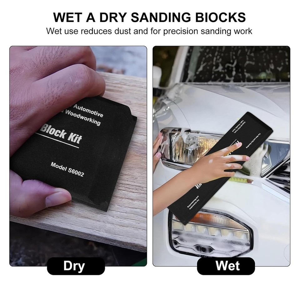 7 PCS Sanding Blocks Auto Body, Flexible Eva Foam Wet or Dry Sanding ...