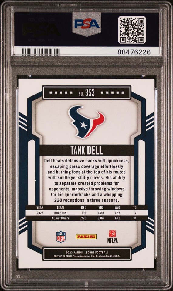 Tank Dell Rookie 2023 Score Texans RC PSA 9 | eBay