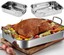 Set of 3 Stainless Steel Roasting Trays Pans Bakeware Dishwasher Safe ...